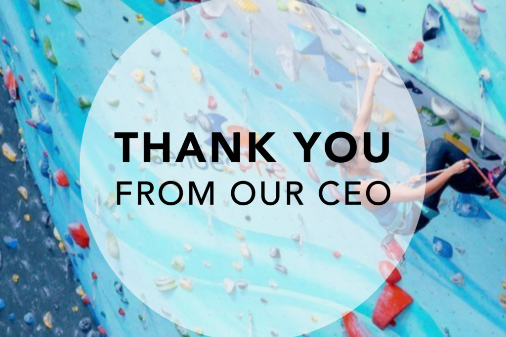 A Thank You Letter from our CEO - Sender One Climbing