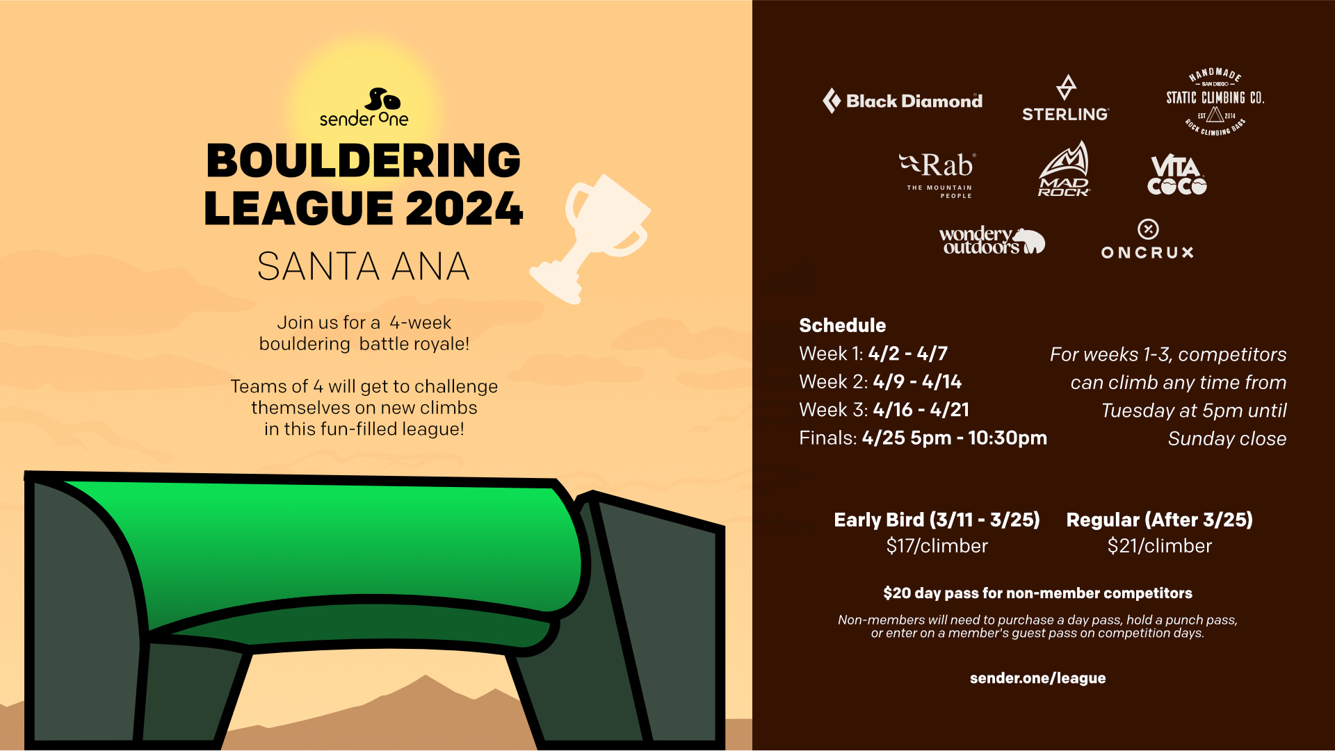 Events Calendar (SNA) - Sender One Climbing